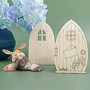 AUEAR, 24 Pack Fairy Door Miniature Wooden Garden Doors Windows Unfinished Fairy Window Accessories Mini Fairy House DIY Craft for Wall Home Party Decoration (6 Styles)