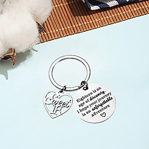 MaoMaoCha 18th Happy Birthday Gifts Keychain, 18 Year Old Bar Mitzvah Gift for Her/Him, Inspirational Gifts for 18 Teen Girls Boys, Made of Stainless Steel