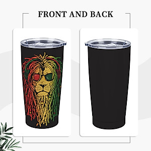 ayvcxui Jamaican Rasta Reggae Judah Lion Stainless Steel Insulated Tumbler 20 Oz Water Bottle Coffee Mug Coffee Mug With Lid Straw