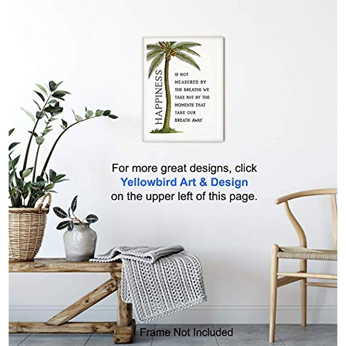 Inspirational Wall Art - Uplifting Gifts for Women - 8x10 Motivational Poster - Positive Quotes Wall Decor - Inspirational Quotes - Sayings for Wall Decor - Palm Tree Wall Art -Happy Quotes Wall Decor