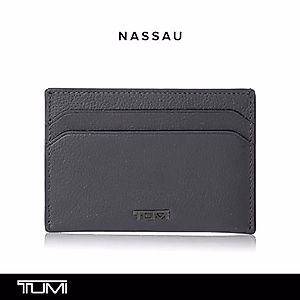 TUMI - Nassau Money Clip Card Case Leather Wallet for Men - Money Clip and 2 Card Pockets - Slim Profile - Textured Grey