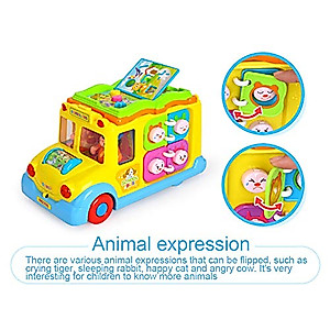 Luwsldirr Kids Cartoon Sound Light School Bus Kids Preschool Interactive Educational School Bus#