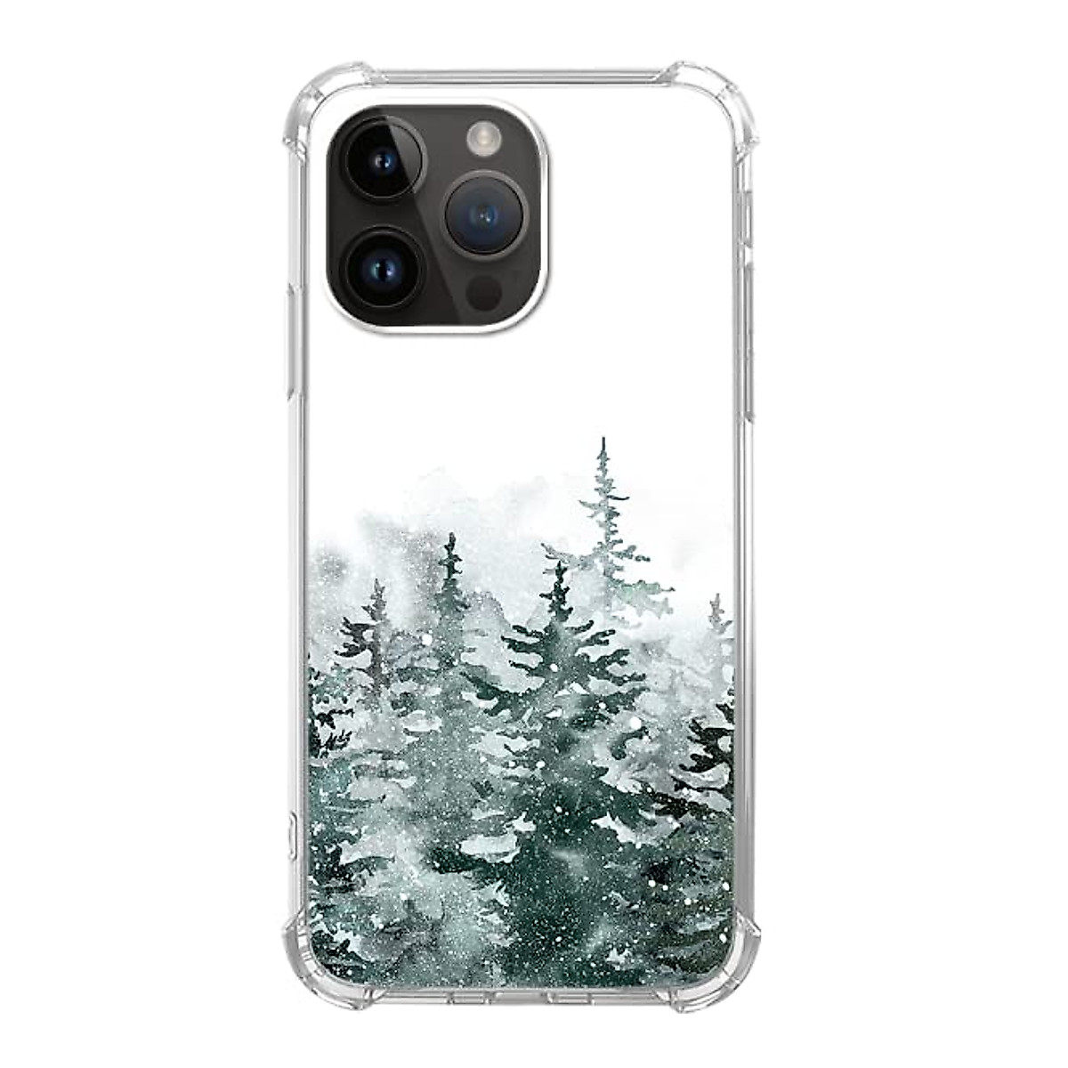 Winter Pine Trees Case Compatible with iPhone 14 Pro Max, Snowing Forest Art Aesthetic Case for iPhone 14 Pro Max, Cool TPU Bumper Phone Case Cover