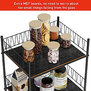 4 Tier Water Bottle Organizer Shelf Bottled Water Storage Rack for Floor Metal Wire Rack Shelving Standing Shelf Units for Pantry Kitchen Bathroom House, Black