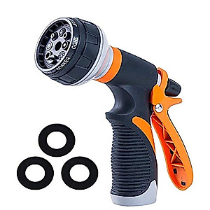 Garden Hose Nozzle | Hose Spray Nozzle | Water Hose Nozzle Sprayer | Heavy Duty 8 Adjustable Watering Patterns, Slip and Shock Resistant for Watering Plants, Cleaning, Car Wash and Showering Pets