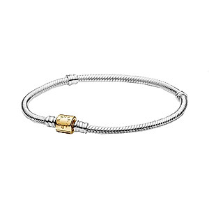 PANDORA Moments Two-tone Barrel Clasp Snake Chain Bracelet