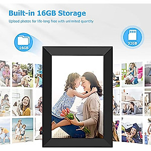 Digital Photo Frame WiFi 10.1 Inch Frameo Smart Digital Picture Frame with HD IPS Touch Screen, 16GB Storage, Auto-Rotate, Send Photos or Videos via Free App from Anywhere, Black