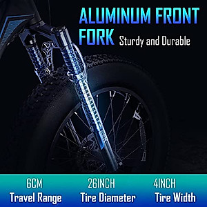 AVANTREK Electric Bike 26"x4" for Adults, 1.5X Faster Charge, 500W Brushless Motor 36V/13Ah Removable Battery, Front Suspension Fat Tire, 20 MPH Snow Beach Mountain EBike Shimano 7 Speed Macrover 100