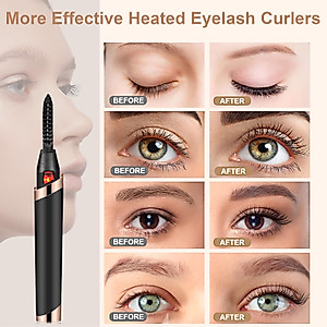 DUST2OASIS Heated Eyelash Curlers, Electric Eyelash Curlers, Rechargeable Lash Curler with Eyelash Comb for Makeup Natural Curling Eye Lashes and 24 Hours Long Lasting - Black 2024 Updated Model