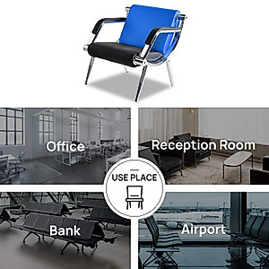 Waiting Room Chair with Armrest 1 Seat Blue Black PU Leather Office Furniture Guest Seating Lobby Conference Reception Chair Visitor Guest Sofa for Office Airport Clinic Hospital Bank Salon Barber