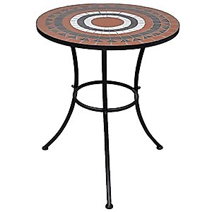 vidaXL Bistro Table Mosaic Ceramic Terracotta White Outdoor Garden Patio Cafe