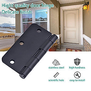 24 Pack 3.5" x 3.5" Black Door Hinges, Matte Black Door Hinges 3 1/2 Interior Door Hinges 1/4" Radius Standard Residential Bedroom Door