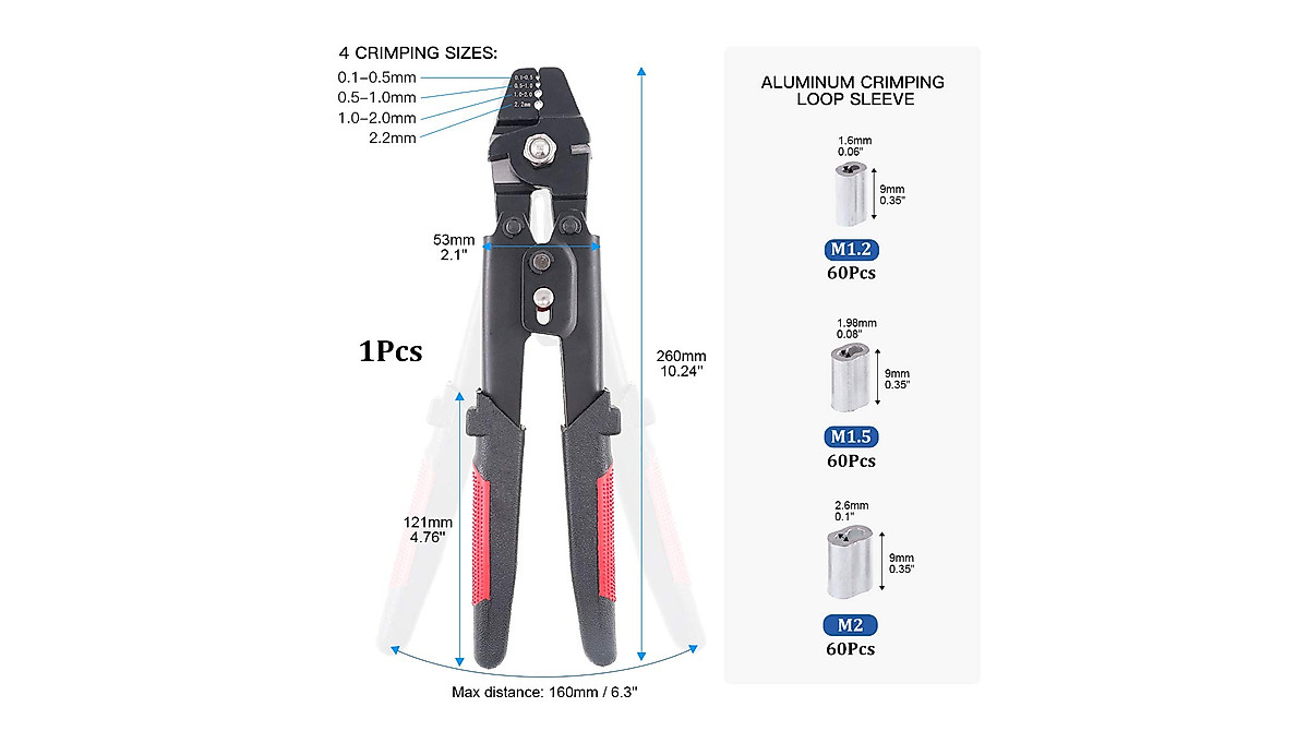 Glarks Wire Rope Crimping Tool - Versatile Crimper Kit