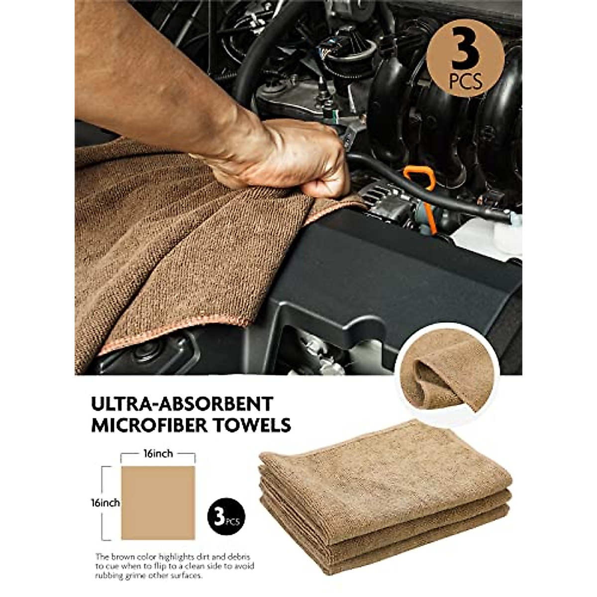 Fantasticlean 9PCS Car Interior Detailing Set, Microfiber Cloth & Applicator, Detailing Brushes, Natural Bristles, Scratch-Free & Ultra-Soft for Seats Leather Care or Cleaning