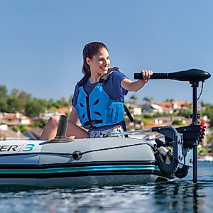 Intex Excursion 5 Person Inflatable Outdoor Fishing Raft Boat Set with 2 Aluminum Oars and Air Pump with a Composite Motor Mount Kit