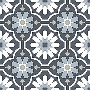 FloorPops FP2953 Remy Peel & Stick Floor Tiles, Grey & FP2944 Sevilla Peel & Stick Floor Tiles, Multicolor