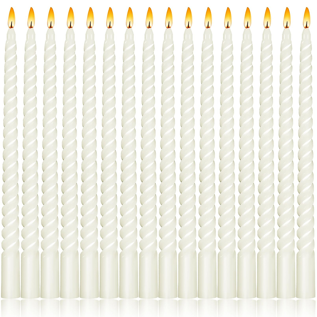 Dyrfolm 16 PCS Spiral Taper Candles,White Spiral Candle,10 Inch Twisted Taper Candles,Unscented Twisted Candlesticks,Dripless Long Candle Sticks for Wedding,Party,Dinner and Home Decoration