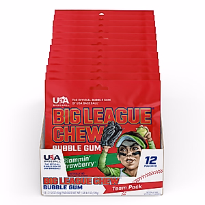 Big League Chew Strawberry Tray + (12 Packs)