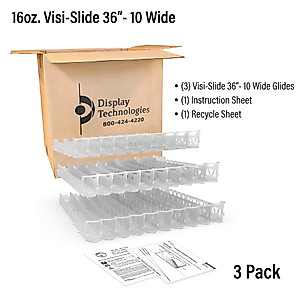 Visi-Slide 14/16oz Soda Beverage Dispenser - Gravity Fed Glide for Angled Shelves for Coolers, Commercial Refrigerators, Cold Vaults (Pack of 3) Drink Organizer for Cans, Bottles and More