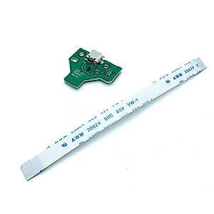 ProMaxi Rinbers® USB Charging Port Socket Board JDS-011 for SONY PS4 2nd Gen Controller with 12 Pin Power Switch Ribbon Cable