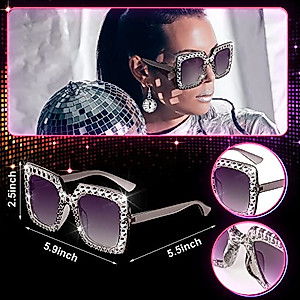 5 Pcs 1970s Disco Accessories Women Costume Disco Set Disco Ball Earrings Headband Ring and Sunglasses and Other Accessories (Fresh Style)