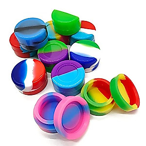 Silicone containers 10 Pcs Silicone Round Wax Concentrate Containers Non-Stick Silicone Oil Storage Jar Mini Container for Multi Use - Wax, Skin Cream, Paint, Jewelry, Beads, Spices and More(2ml)