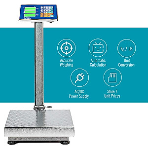 Giantex 660lbs Weight Computing Digital Scale Floor Platform Scale for Weighing Luggage Package Shipping Mailing Postal Scale with Accurate LB/KG Price Calculator, High-Definition Displa (Silver)