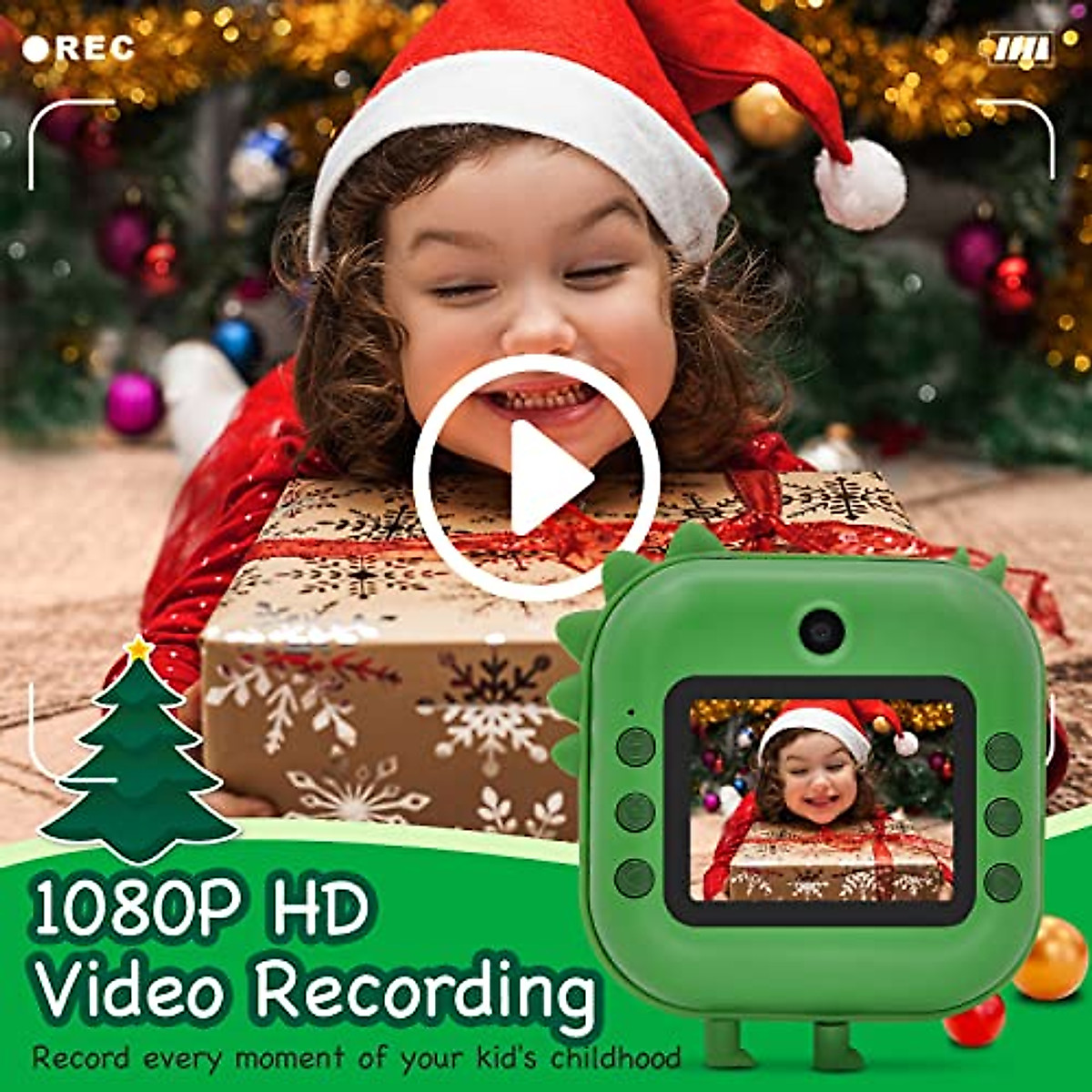 Instant Print Camera for Kids, Zero Ink Kids Camera with Print Paper,Selfie Video Digital Camera with HD 1080P 2.4 Inch Color Screen,3-14 Years Old Children Toy Learning Camera for Birthday, Christmas