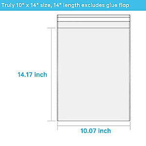 Jadairy 100 Pcs 10x14 Inches Self Sealing Cellophane Bags Clear Resealable Cello Cellophane Plastic Shirt Bags for Packaging Clothing