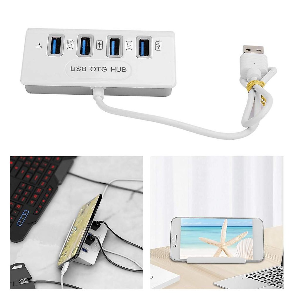 USB Splitter, Docking Station, Stable 480Mbps Practical 4-in-1 Plug and Play for Computer Desktop