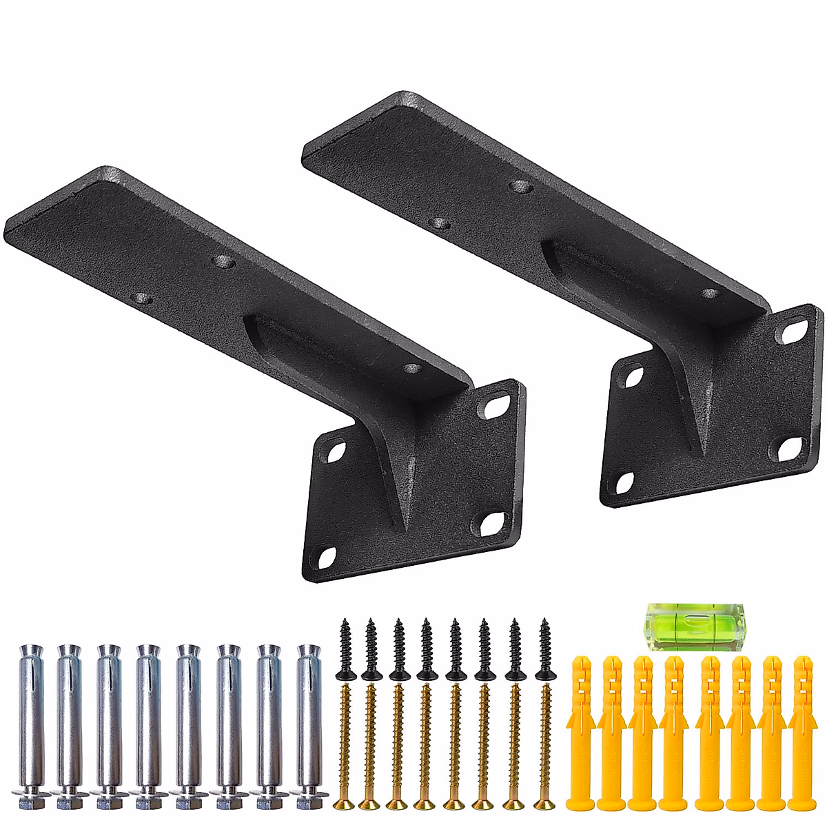 HDbonemu 6 Inch Heavy Duty Wall Mount Floating Shelf Brackets , Cast Iron Industrial Black L-Shelving Bracket, Concealed Countertop Brackets, Fireplace Brackets Max Load 500 lbs - 2 Pack