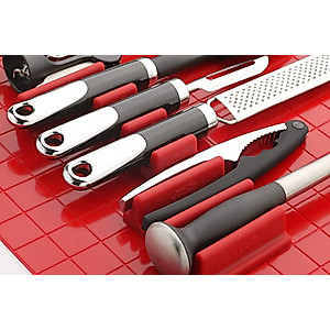 KMN Home DrawerDecor Customizable Organizer, Drawer and Shelf Cabinet Liners, Non-Slip and Easy Clean, Deluxe Starter Kit, 21 Piece - Red