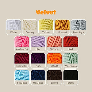 Sensy Velvet Yarn for Crocheting, Baby Blanket Yarn, Chenille Yarn, Amigurumi Yarn, 3.5 oz, 132 Yards, Gauge 5 Bulky (Cherry Red)