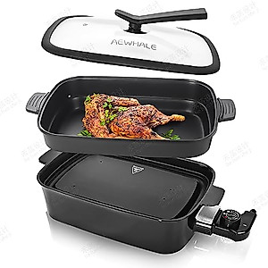AEWHALE Electric Skillet,Indoor Non-Stick Electric Grill with Removable Plate,1400W Adjustable Temperature Party Griddle