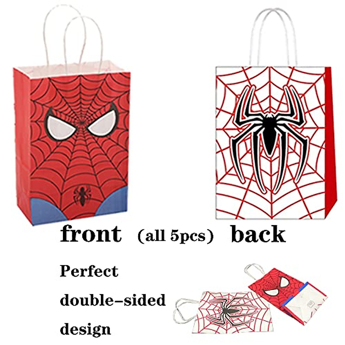 15 PCS Spider-man Party Gift Tote Bag,Super Hero Gift Candy Bag for Kids, Spider Hero Theme Birthday Party Supplies Decoration for Boy