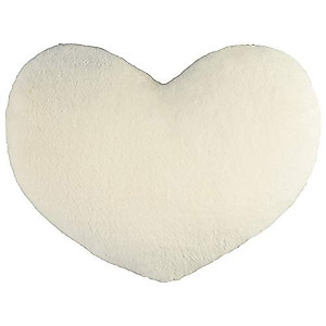OiseauVoler 3D Heart Shaped Throw Pillows with Insert Included Indoor Decorative Soft Faux Fur Fluffy Cushion Home Sofa Kids Living Room Office Chair Decor White