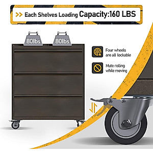 SUXXAN Metal Rolling Garage Cabinet with Three Drawers, Perfect for Garage, Home, Warehouse, Basement, Assembly Required (Three Layers Retro)