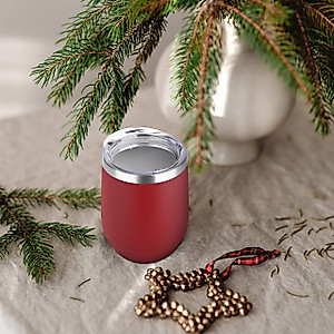 DOMICARE Stainless Steel Wine Tumbler Bulk with Lid, Personalized Insulated Tumblers Set, 12oz Travel Coffee Cups Pack of 1, Red