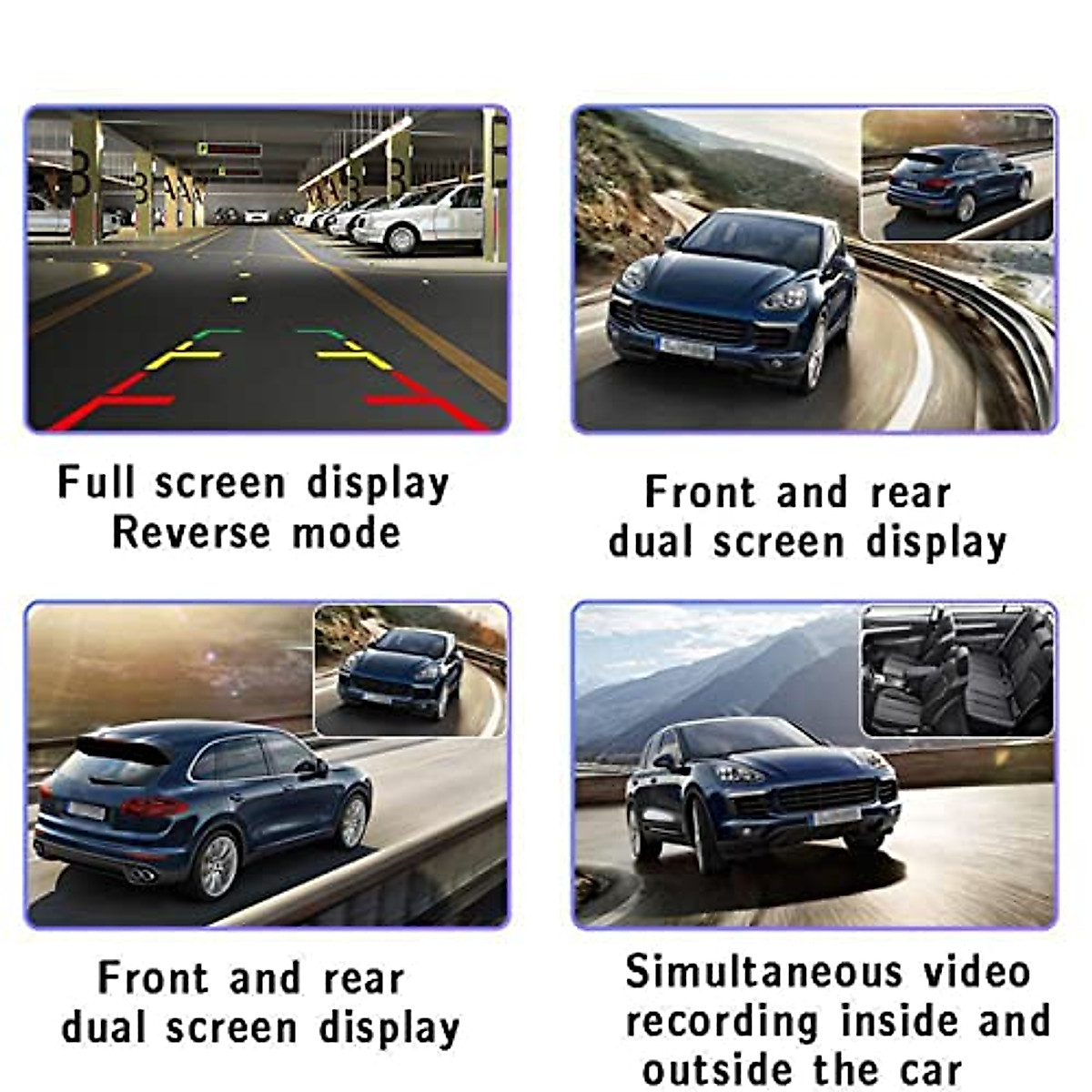 Front and Rear Inside 3 Channel Dash Cam,HD 1080P Dash Camera,170°+140° Wide Angle,IR Night Vision,Loop Recording,G-Sensor Smart Dash Camera for Cars