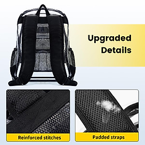 Vorspack Clear Backpack Heavy Duty PVC Transparent Backpack with Reinforced Strap & Large Capacity for College Workplace Security - Black