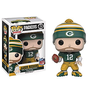 POP Football: Packers - Wave 3 Aaron Rodgers Funko Vinyl Figure (Bundled with Compatible Box Protector Case), Multicolor, 3.75 inches