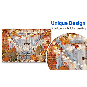 Funnytree 7x5FT Fall Thanksgiving Photography Backdrop Autumn Pumpkin Harvest Barn Background Maple Baby Shower Banner Decoration Birthday Party Supplies Photo Booth Prop