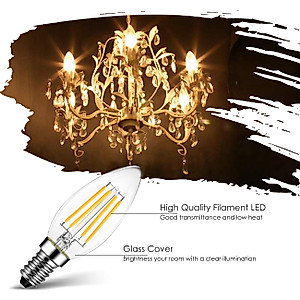 LVWIT B11 LED Edison Filament Bulb Dimmable 60W Equivalent, E12 Candelabra Base 2700K Warm White Candle Light Bulb, UL-Listed (6 Pack)