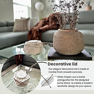 Tabletop Fire Pit Bowl- Portable Fire Pit for Indoor and Outdoor, Modern Concrete Indoor Fire Pit, Clean Flame for S’Mores, Elegant Table Top Firepit