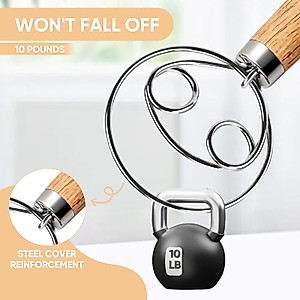 Maxjoy Danish Dough Whisk Wooden Bread Whisk with Stainless Steel Dough Hook - Traditional Dutch Whisk - Dough Mixer Hand Tool & Sourdough Bread Making Tools and Supplies