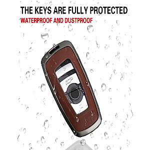 HUBEIVO for BMW Key Fob Cover Case Metal Shell Car Smart Keys Protect Keychain Compatible 1 3 4 5 6 7 Series X3 X4 M5 M6 GT3 GT5 (P-BWAqz-Brown)