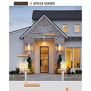 FEMILA Dusk to Dawn Outdoor Post Light, Waterproof Pole Lantern Light Fixture, Exterior Lamp Posts Outdoor Lighting for Garden Patio Yard Pathway Driveway, Seeded Glass Panel, 4FD54P-PC WH