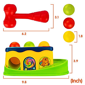 UNIH Hammer and Ball Drop Toys for 1 Year Old Boy Girl Infant Gifts - Pound a Ball Toddler Toys - Baby Toys for 6 to 12-18 Months