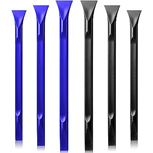6 Pieces Non-Scratch Plastic Scraper Tool Carbon Fiber Plastic Scraper Multi-Purpose Cleaning Scraper Tool for Cleaning Small and Narrow Spaces, Glass, Label, Stickers, Paint, Food, Etc.(Blue, Black)