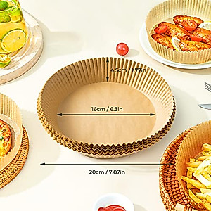 Diyishan 100Pcs Air Fryer Disposable Paper Liner, Non-Stick Air Fryer Liners, Baking Paper for Air Fryer Oil-proof, Water-proof, Food-Grade Parchment for Baking Roasting Microwave